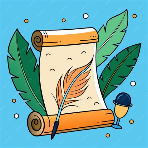 Digital Illustration Layout Features A Large Vertically Oriented Scroll With A Parchment Texture