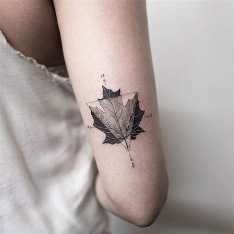 Realistic Maple Leaf Tattoo