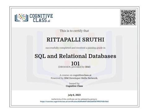 rittapalli sruthi on linkedin completed the fundamentals of sql and relational database