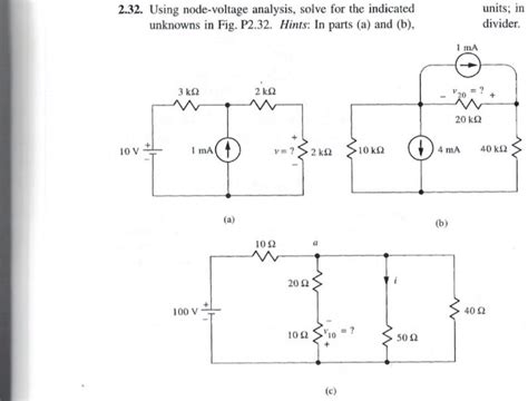 solved 2 32 using node voltage analysis solve for the