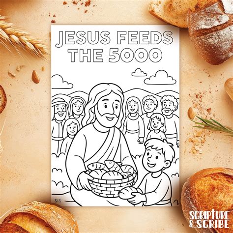 Jesus Feeds The 5000 Colouring Page Bible Story Printable Pdf