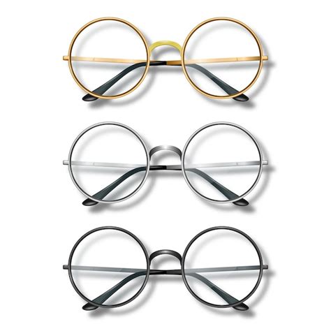 Premium Vector Vector 3d Realistic Round Frame Glasses Set Glass