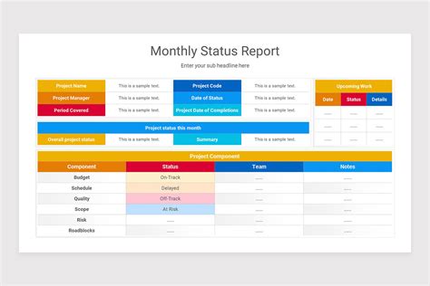 Monthly Status Report Powerpoint Presentation Template Nulivo Market
