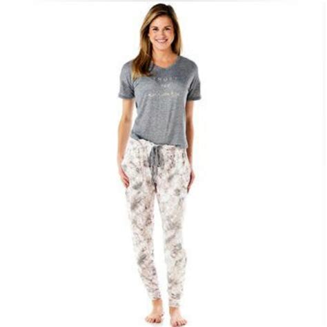 Danskin Intimates And Sleepwear Danskin Trust The Universe Pajamas Top Shirt Pj Grey Gold
