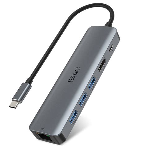 Hub Usb C Jeswo Hdmi 4k Ethernet Rj 45 3 X Usb 3 0 100w Gri Emag Ro
