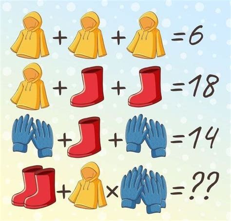 Genius Iq Test Find The Value Of Raincoat Gloves And Boot In 10 Seconds