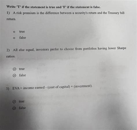 Solved Write T If The Statement Is True And F If The