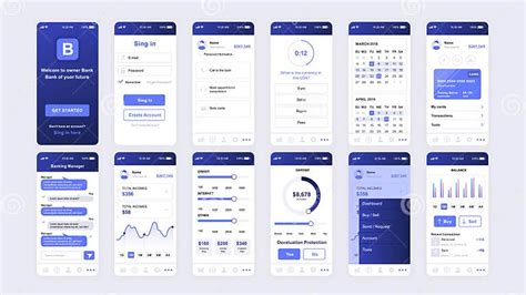 Set Of Ui Ux Gui Screens Banking App Flat Design Template For Mobile Apps Responsive Website