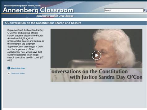 Annenberg Classroom A Conversation On The Constitution Search And Seizure Instructional Video