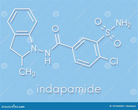 Indapamide Hypertension Drug Molecule Diuretic Skeletal Formula Stock