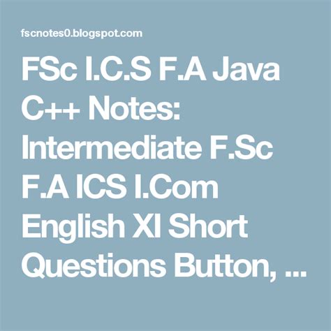Fsc Ics Fa Java C Notes Intermediate Fsc Fa Ics Icom English