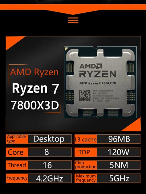 Ryzen 7 7800x3d 42 50ghz 8 Core 16 Thread Cpu Processor 5nm L396m