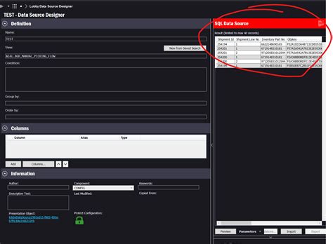 lobby data source designer with ial unable to add columns ifs community
