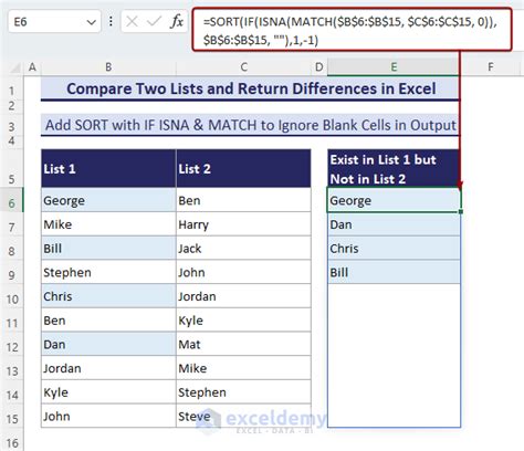 How To Compare Two Lists And Return Differences In Excel