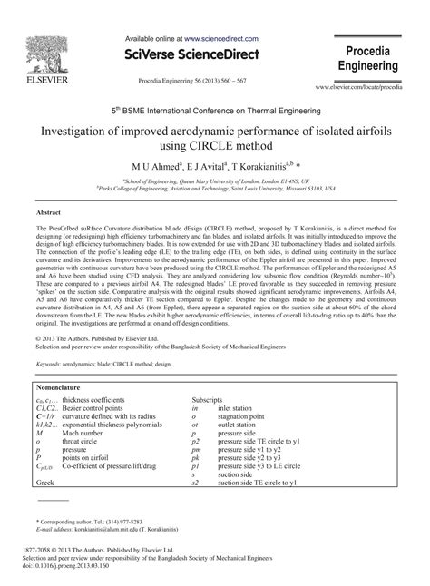 Solution Investigation Of Improved Aerodynamic Performance Of Isolated Airfoils Using Circle