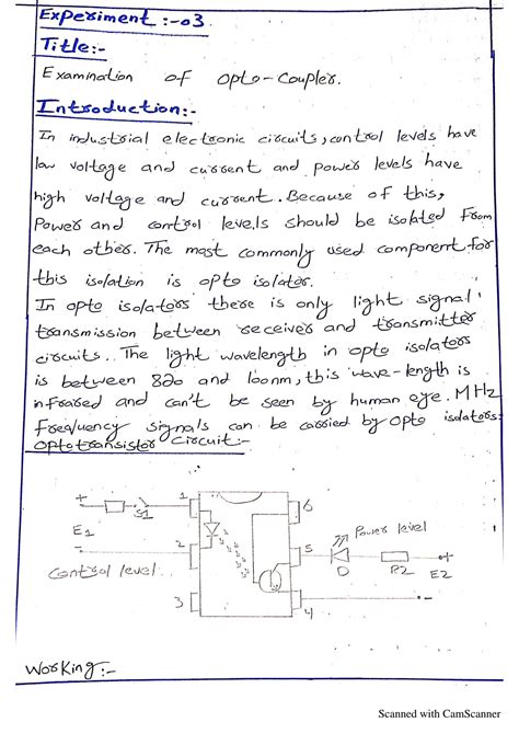 solution examination of opto coupler experiment linear control system