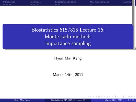 Ppt Importance Sampling Monte Carlo Methods Biostatistics 615815 Powerpoint Presentation