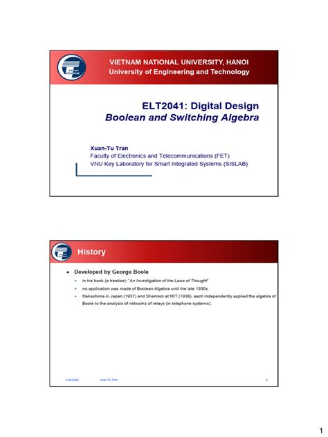 Ins3179 Digital Design Lecture 3n4 Boolean And Switching Algebra Pdf