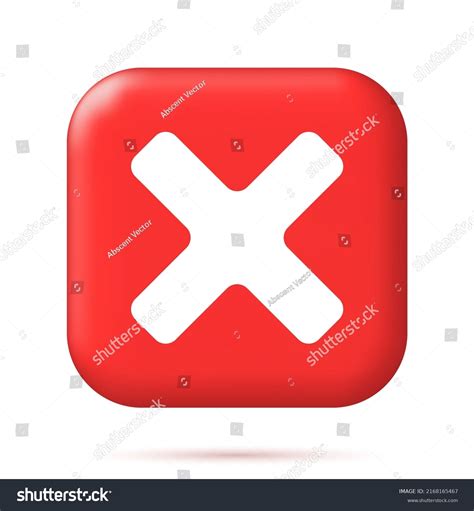 3d Wrong Button Square Shape Red Stock Vector Royalty Free 2168165467