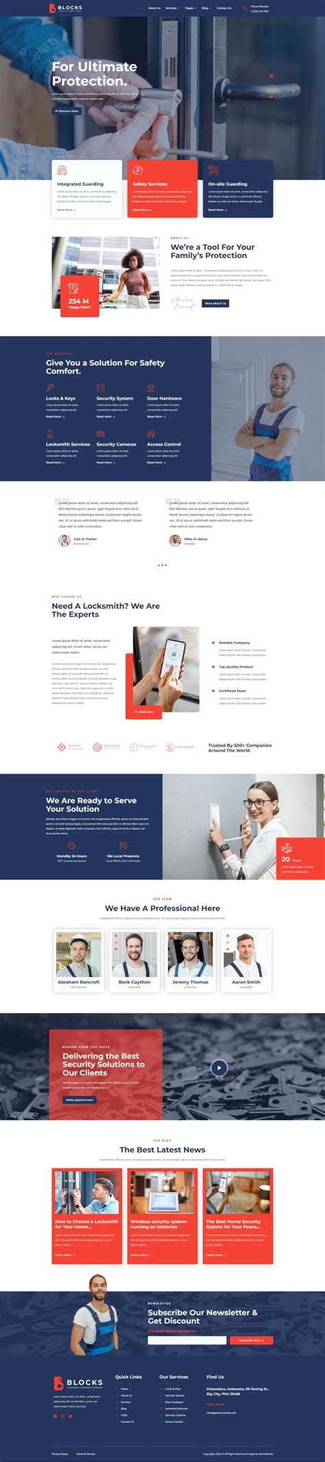 Blocks Locksmith And Security Company Elementor Template Kit Security Companies Web Design