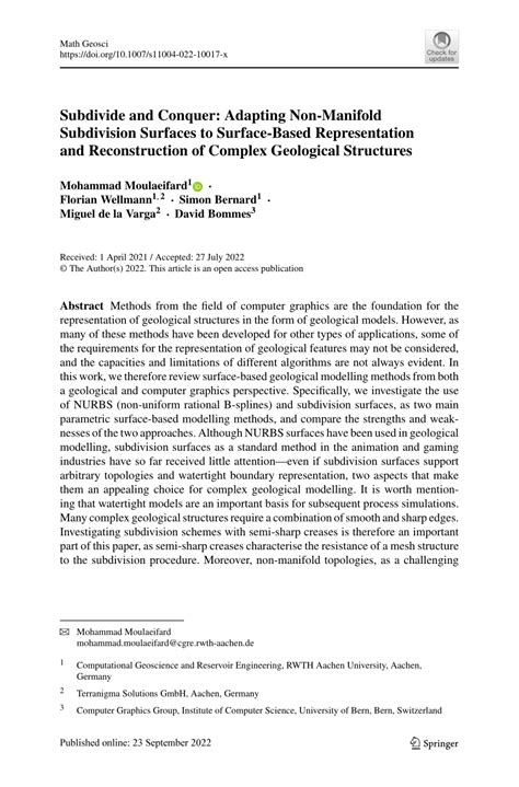 Pdf Subdivide And Conquer Adapting Non Manifold Subdivision Surfaces
