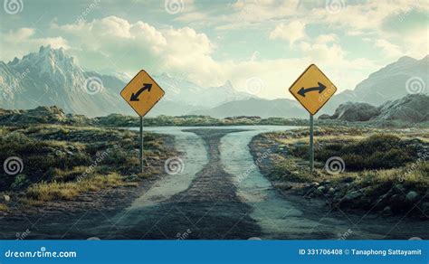 Fork In The Road Choosing Your Path A Scenic Road Splits Into Two Paths