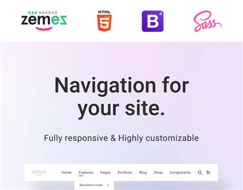 Zemez Responsive Navbar JavaScript TemplateMonster
