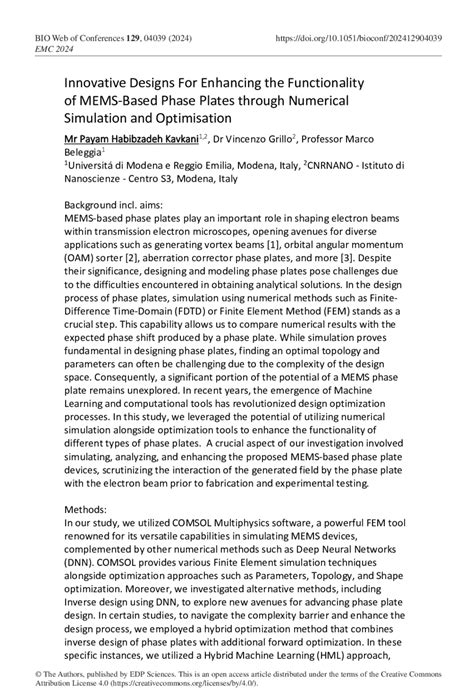 Innovative Designs For Enhancing The Functionality Of Mems Based Phase Plates Through Numerical