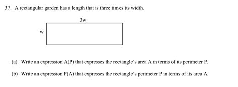 solved 37 a rectangular garden has a length that is three