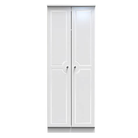 Lisbon Ready Assembled Wardrobe With 2 Doors White Gloss And White