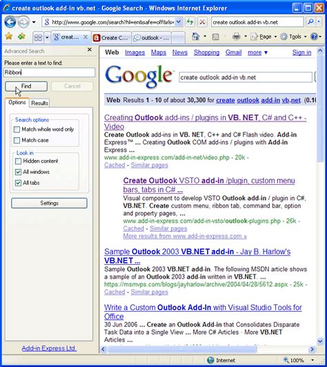 Sample Ie Plug In For Advanced Search In Internet Explorer 6 And 7 And Ie 8 With Source Code