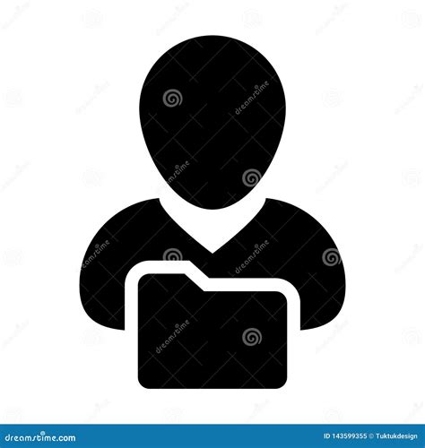Directory Icon Vector With Male Person Profile Avatar Folder Symbol For Information Data In Flat