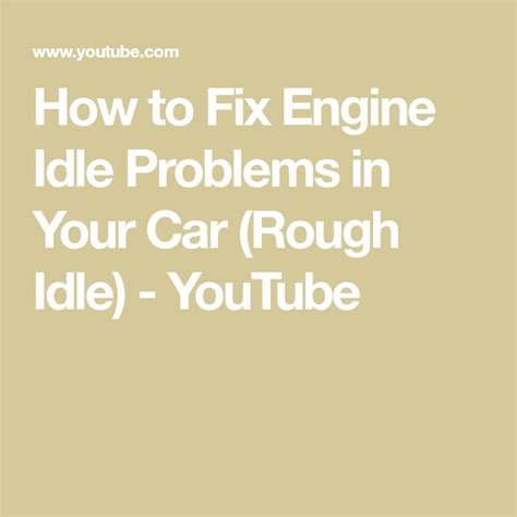 How To Fix Engine Idle Problems In Your Car Rough Idle YouTube Fix It Engineering Rough