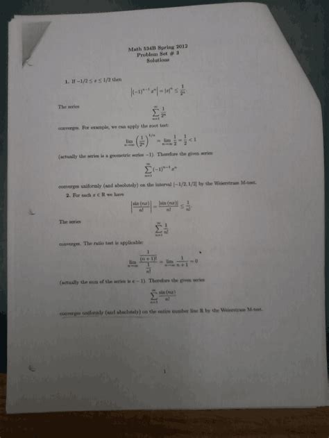 Problem Set 3 Solutions Advanced Calculus Ii Math 534b Docsity