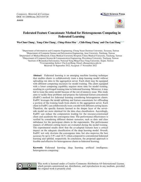Pdf Federated Feature Concatenate Method For Heterogeneous Computing
