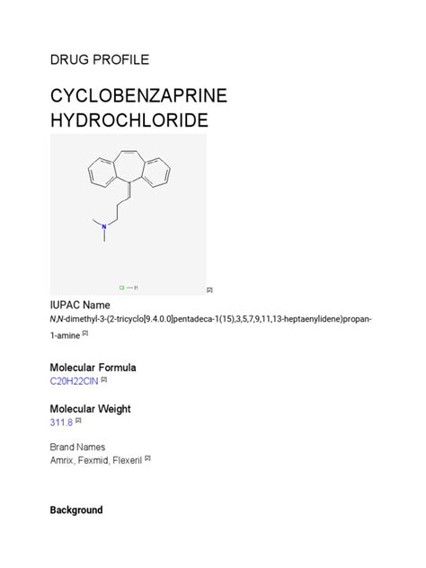 Cyclobenzaprine Hydrochloride Drug Profile Pdf Medical Specialties Clinical Medicine
