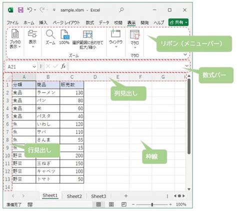【excelvba】リボン、数式バー、行・列見出し、枠線の表示をvbaで非表示にする方法 ゆるっと自動化