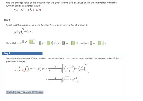 Solved Find The Average Value Of The Function Over The Given