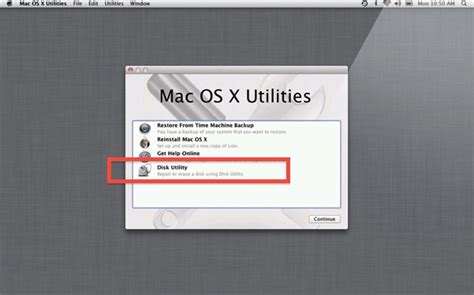 repair boot disk in mac os x with disk utility and recovery hd