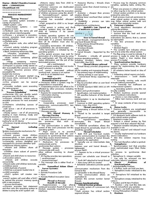 Cheatsheet Os 2 Download Free Pdf Thread Computing Process Computing