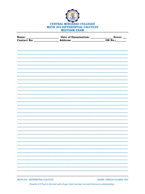 Midterm Exam Answer Sheets Pdf
