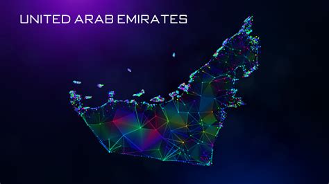 미래 아랍 에미리트 연방지도 다각형 연결 선 및 점 네트워크 와이어 프레임 데이터에 대한 스톡 벡터 아트 및 기타 이미지