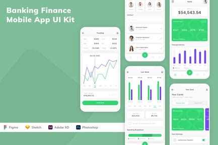 Banking Finance Mobile App UI Kit, UX and UI Kits ft. financial ...