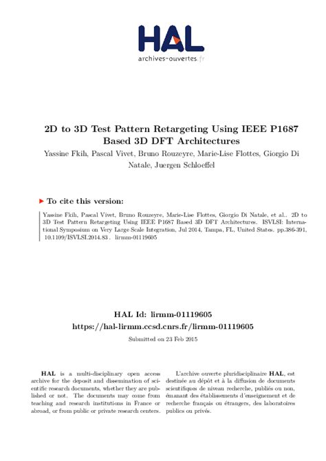 Pdf 2d To 3d Test Pattern Retargeting Using Ieee P1687 Based 3d Dft Architectures