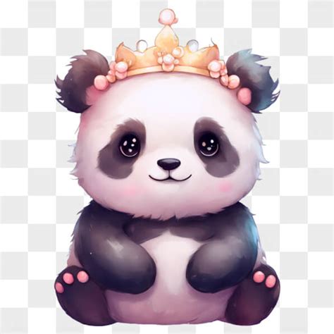 Descarga Encantador Oso Panda Kawaii Con Corona Kawaii En Línea