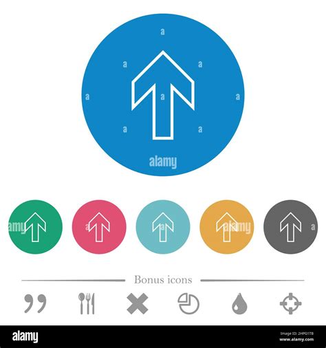 Up Arrow Outline Flat White Icons On Round Color Backgrounds 6 Bonus Icons Included Stock