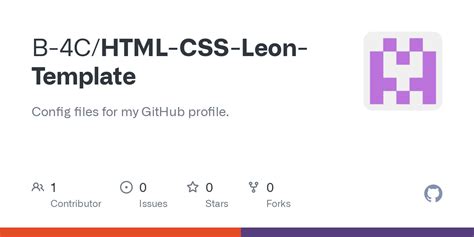 GitHub B C HTML CSS Leon Template Config Files For My GitHub Profile