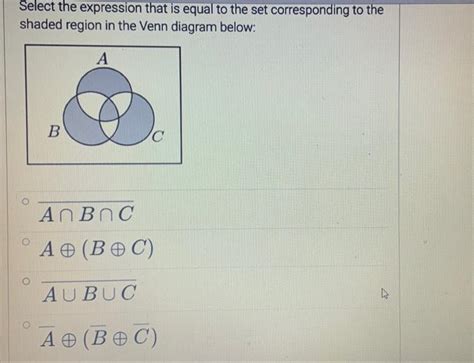 solved select the expression that is equal to the set