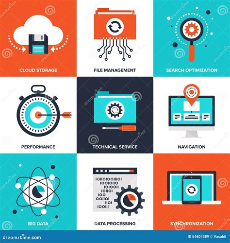 Data Management And Server Icons Pack Consist With Data Management, Database Architecture ...