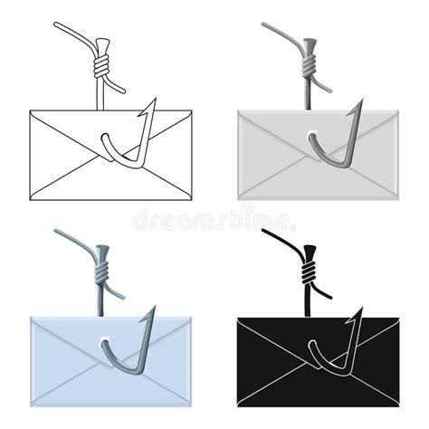 Hooked E Mail Icon In Outline Style Isolated On White Background